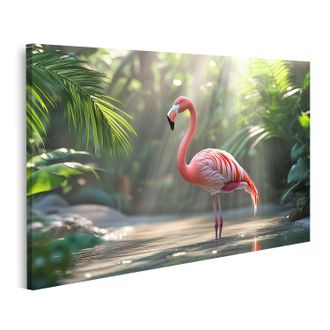 Islandburner Bild auf Leinwand Flamingo Im Sonnenschein Im Tropischen Dschungel Bilder Wandbilder Poster