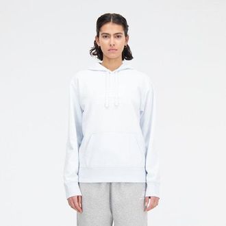 New Balance Femme Sweats à capuche Essentials Stacked Logo en Bleu, Coton, Taille XS