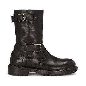 Dolce & Gabbana Stilvolle Lederstiefel - - Shoes - Herren - Schwarzk - 44 EU