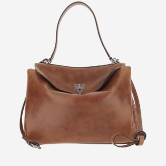 Balenciaga Womens Shoulder Bag Rodeo Brown Domesticated Lamb Leather