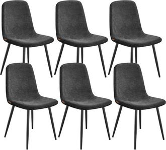Vasagle Vasagle - Chaises de Salle &agrave; Manger, Lot de 6, Support M&eacute;tallique, Pieds R&eacute;glables, Nettoyage Facile, Chaises de Cuisine, Tissu Chenille, pu Textur&eacute;