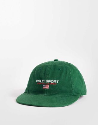Polo Ralph Lauren Sports Capsule - Casquette de baseball &agrave; logo drapeau - Vert for&ecirc;t nouveau