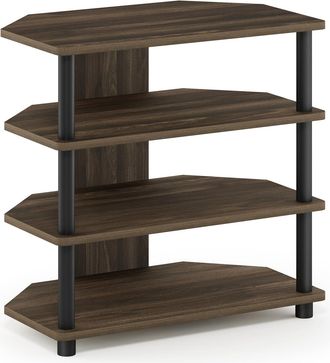 Furinno Drehrohr einfache Montage 4-stufig Petite TV St&auml;nder, Columbia Walnuss/Schwarz