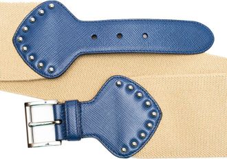 Prada Ceinture en cuir Saffiano Prada Beige Bleu