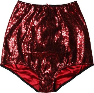 Dolce & Gabbana Femme, Sous-v&ecirc;tements, Rouge, Taille: 38 FR Sequin Embellished High Waist Girdle Underwear