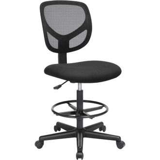Songmics Songmics - Tabouret avec Repose-Pieds Circulaire, Hauteur r&eacute;glable, Si&egrave;ge Ergonomique Rotatif, Fauteuil de Bureau sans accoudoirs, Rev&ecirc;tement de