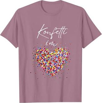 Generic T-shirt &agrave; confettis dans un coeur pour femme - Col rond - Motif lettres - D&eacute;contract&eacute; - Costume de carnaval - Confortable - Jolies couleurs - Combinab