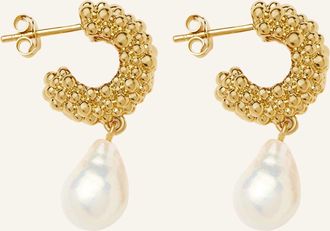 Missoma Missoma Creolen Pearl Baya Small Hoop Drop Earrings By Glambou gold