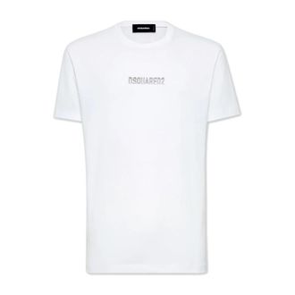 Dsquared2 Logo Print Wei&szlig;es T-Shirt - - Tops - Herren - Wei&szlig; - M