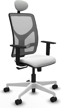 Piqueras y Crespo B&uuml;rostuhl aus Stoff mit 1D-Armen, h&ouml;henverstellbare Lendenwirbelst&uuml;tze und festes Kopfteil, ausgestattet mit 3 Positionen und Schneidschaum, Grau/Wei&szlig;