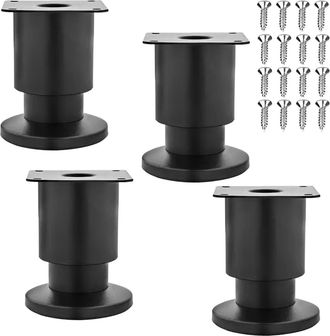 Generic Verstellbare M&ouml;belf&uuml;&szlig;e, Runde Metallf&uuml;&szlig;e Als Ersatz Schr&auml;nke, F&uuml;r Couchtische, Schreibtische, Sofas Und Regale, 4er-Pack, Mit Rutschfester Gummibasis(