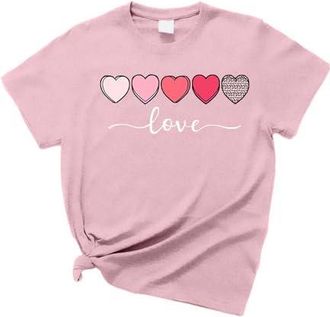 Generic T-shirt graphique pour femme pour la Saint-Valentin 2026, rose clair, XXL