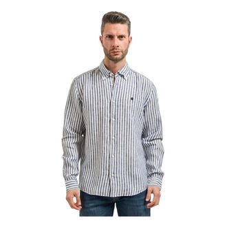 HUGO BOSS Homme, Chemises, Bleu, Taille: 2XL Chemise regular fit en lin ray&eacute;