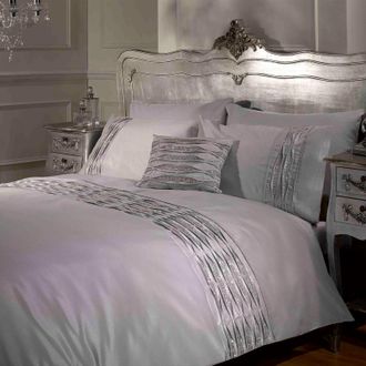 Just Contempo Crystal Bettbezug, doppelt, Schwarz, Silber, Super King