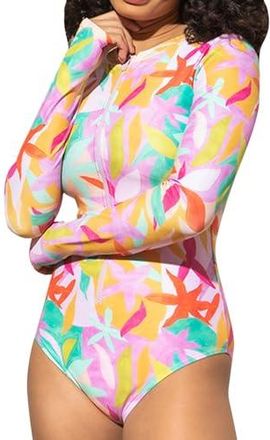 Generic Maillot De Bain 1 Pieces Femme Gainant Ventre Plat Le Nouveau Commerce extérieur européen et américain Combinaisons de Surf à Manches Longues de Bain 