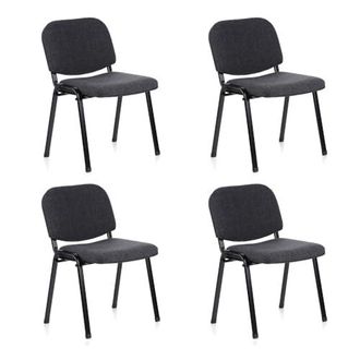 hjh OFFICE 704520 Lot de 4 chaises visiteurs XT 600 Rev&ecirc;tement Tissu Anthracite Chaise de conf&eacute;rence rembourr&eacute;e, empilable