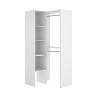 Dmora Guardaroba Grande Arpagone, Struttura Per Cabina Armadio Angolare, Mobile Appendiabiti Aperto Ad Angolo, 79x88h186 Cm, Bianco - Dmora