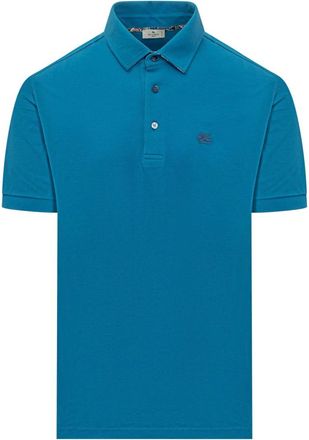 Etro Homme, Tops, Bleu, Taille: M Polo Brod&eacute; Logo