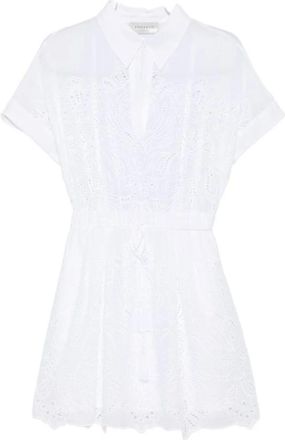 Ermanno Scervino Femme, Robes, Blanc, Taille: 38 FR Robe Chemise en Dentelle Anglaise et Organza de Coton