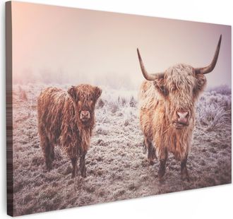MuchoWow &copy; Bilder 60x40 cm Wohnzimmer Deko Modern Wandbild Foto auf Leinwand Bild Schlafzimmer Room Decor Geschenke Schottisches Hochlandrind - Highland Cow - 