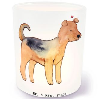 Mr. & Mrs. Panda Windlicht Airedale Terrier Lebensretter - Geschenk, Kerzenhalter, Windlichter, Glas Teelichthalter, kerzenbeh&auml;lter, Outdoor