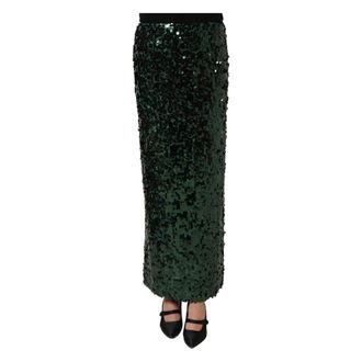 Dolce & Gabbana Femme, Jupes, Vert, Taille: 42 FR Jupe crayon mi-longue taille haute
