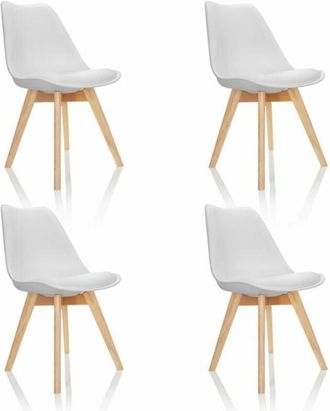 hjh OFFICE Hjh Office - neuwertig] Besucherstuhl Schalenstuhl Scandi Kunststoff Weiß 4er Set Büro B-Ware