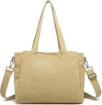 Generic Sac &agrave; main Hobo en toile pour femme - Sac de plage simple - Grand sac fourre-tout pour filles - Sac de courses pour voyage et usage quotidien, kaki, 2