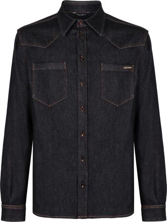 Dolce & Gabbana Homme, Chemises, Bleu, Taille: M Chemise Western en denim