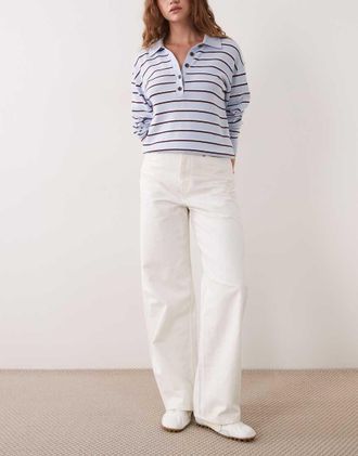 Arket pantalon en toile coupe barrel blanc