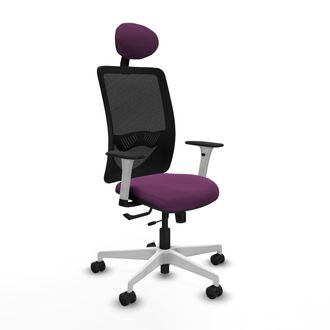 Piqueras y Crespo B&uuml;rostuhl Zulema mit wei&szlig;en und schwarzen Armlehnen, h&ouml;henverstellbare Lendenwirbelst&uuml;tze und festes Kopfteil, ausgestattet mit Syncro/Traslack. Schwa