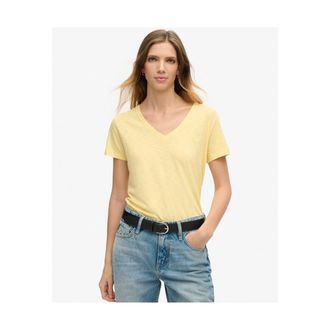 Superdry T-shirt col V brod&eacute; en slub