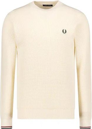 Fred Perry Herren Pullover wei&szlig; Baumwolle unifarben