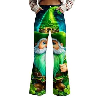 Generic HUIFUAO Pantalon de la Saint-Patrick pour femme - Pantalon tr&egrave;fle amusant - Costume irlandais de la St Paddy - Pantalon de tr&egrave;fle irlandais - Grande t