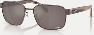 Ray-Ban Rb3751 polarized+ - Eckige, polarisierte Sonnenbrille in Kupfer mit braunen Gl&auml;sern
