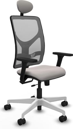 Piqueras y Crespo Motorradstuhl mit 3D-Armlehnen, h&ouml;henverstellbarer Lendenwirbelst&uuml;tze und festem Kopfteil, ausgestattet mit Syncro/Traslack und Schneideschaum, Grau/W