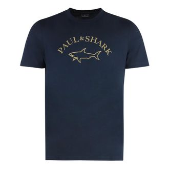 Paul & Shark Homme, Tops, Bleu, Taille: 5XL T-shirt ras du cou en coton