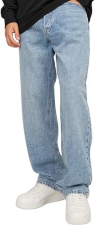 Jack & Jones Baggy Jeans Herren - Loose Fit Jeanshose aus 100% Baumwolle ohne Stretch in Blau, High-Rise Bund, Stonewashed Used-Look, Weite Beinöffnung & Knopfleis