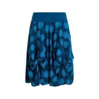 vishes knielanger Ballon-Rock mit Bl&uuml;tenmuster in T&uuml;rkis | Gr&ouml;&szlig;e XL (42) | Handgefertigt aus 100% Baumwolle | Ideal f&uuml;r jeden Anlass | Nachhaltige Alternativ