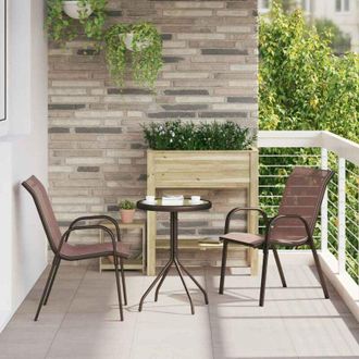 vidaXL Ensemble bistro de jardin 3 pcs Marron Acier Vidaxl