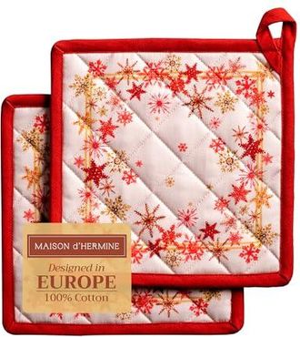 Maison d'Hermine Crystal Star Manique 100% Coton avec Boucle r&eacute;sistante &agrave; la Chaleur pour Barbecue, Cuisson, grillade, Micro-Ondes, Barbecue, Thanksgiving, No&euml;l (20cm 