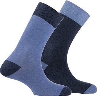 Kindy Lot de 2 paires de mi-chaussettes en coton coloris contrasté - couleur - Bleu - Pointure - 39-42