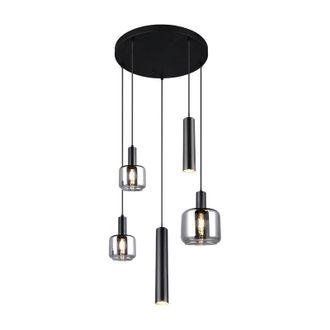 Trio Leuchten Suspension, Mataro, Excl.1xe27 Excl.2xe14 Excl.2xgu10, Hauteur: 150cm, Diam: 40cm, Trio