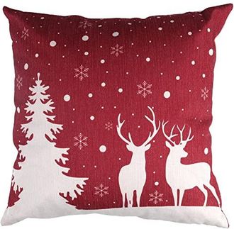 Vacchetti Giuseppe 6321030000 632103000 Weihnachtskissen, Weihnachtskissen, rot mit Hirsch und Bäumen