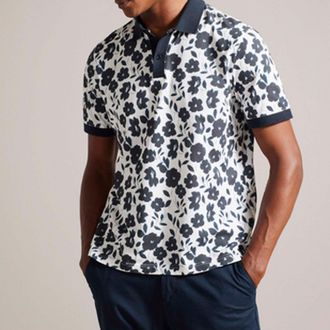 Ted Baker Herren Ted Baker Baskets Polo mit floralen Allover-Druck in Ecru