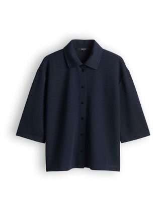 someday Kurzarmshirt Kulea Weite Passform, leicht verk&uuml;rzt mit Hemdblusenkragen