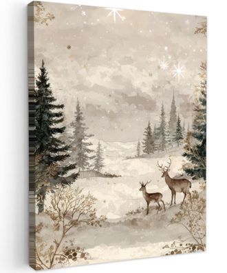 MuchoWow &copy; Weihnachtsdeko Leinwandbild 50x70 cm Dekoration Wohnzimmer Bilder Pictures Weihnachtsgeschenke Decoration Living Room Deko Moderne Bild Geschenke Wa