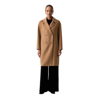 Twinset Manteau crois&eacute; en laine - Femme - Manteaux - Beige - Taille: 40 FR