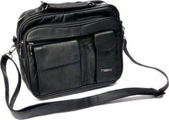 Lorenz Sac de voyage homme multi-poches unisexe cuir noir