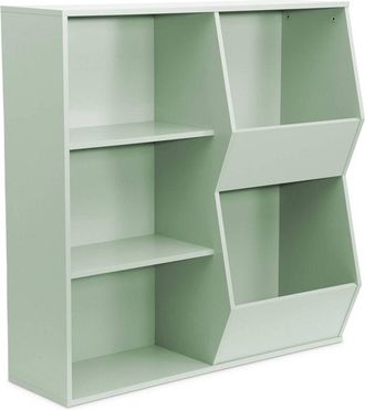 Sweeek Meuble de rangement enfant vert. 3 &eacute;tag&egrave;res et 2 espaces de rangement